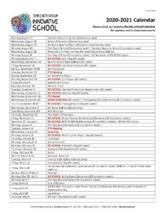 School Calendar 2020-2021 | Innovative School